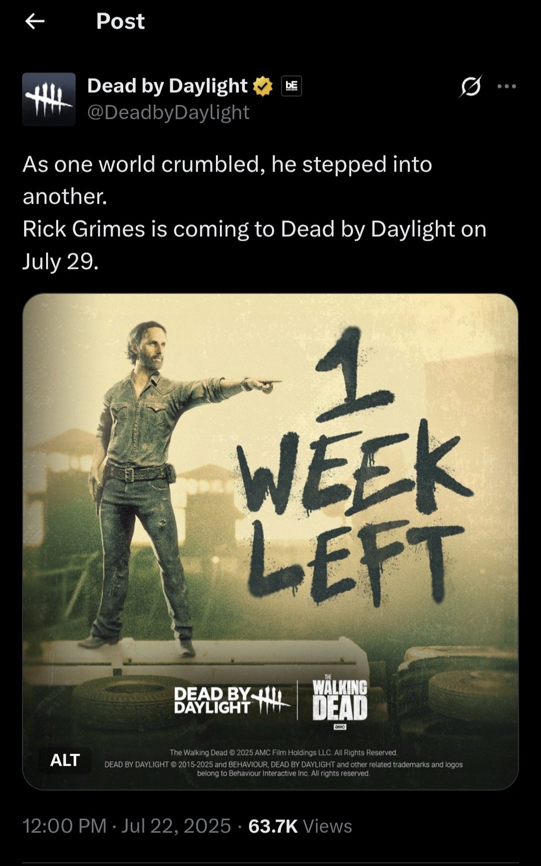 I thought The Walking Dead PTB hit live today? — BHVR