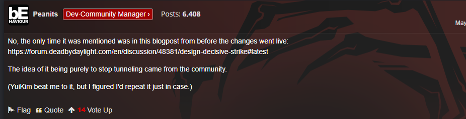 Was decisive strike designed to be an anti-tunneling perk? — BHVR