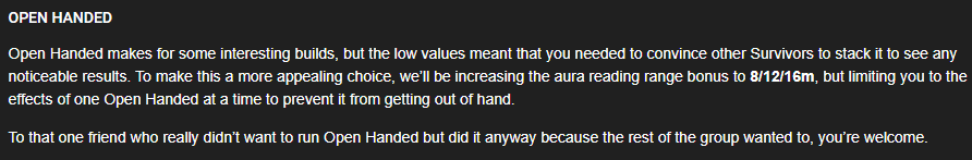 Where is Open Handed buff ??? — BHVR