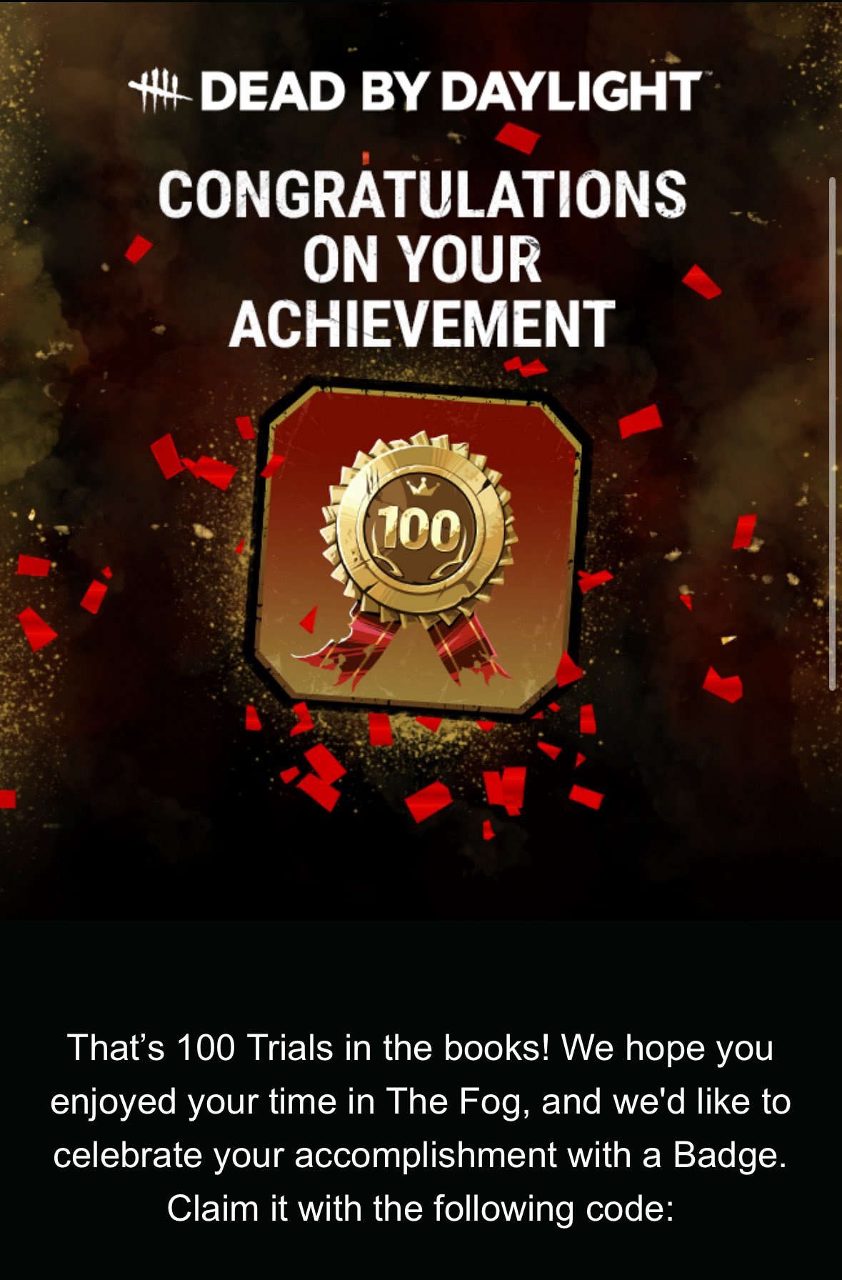 Earn a badge for 100 played matches — BHVR
