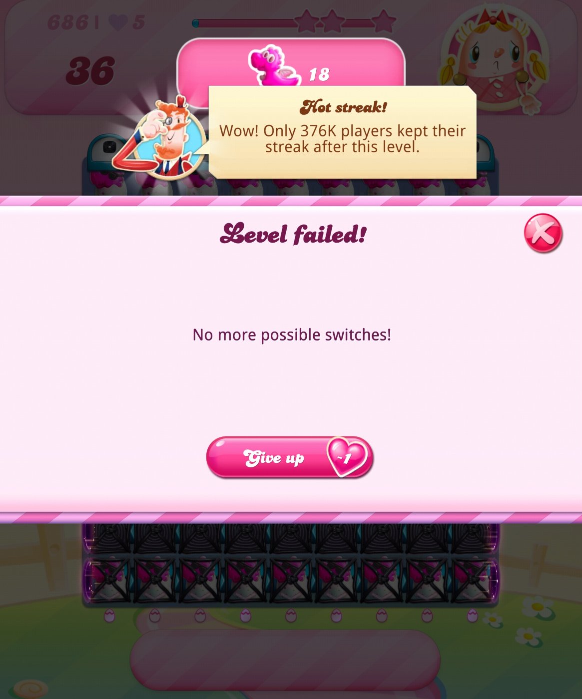 Anybody else have a round immediately fail you because of no possible switches? - King Community