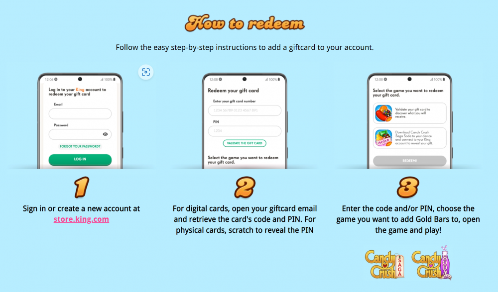 I can’t figure out how to redeem a physical gift card - King Community