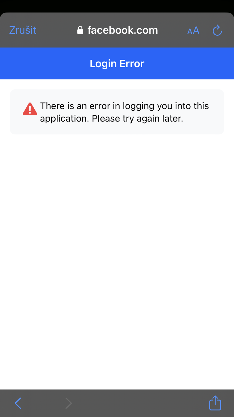 Facebook login error — King Community