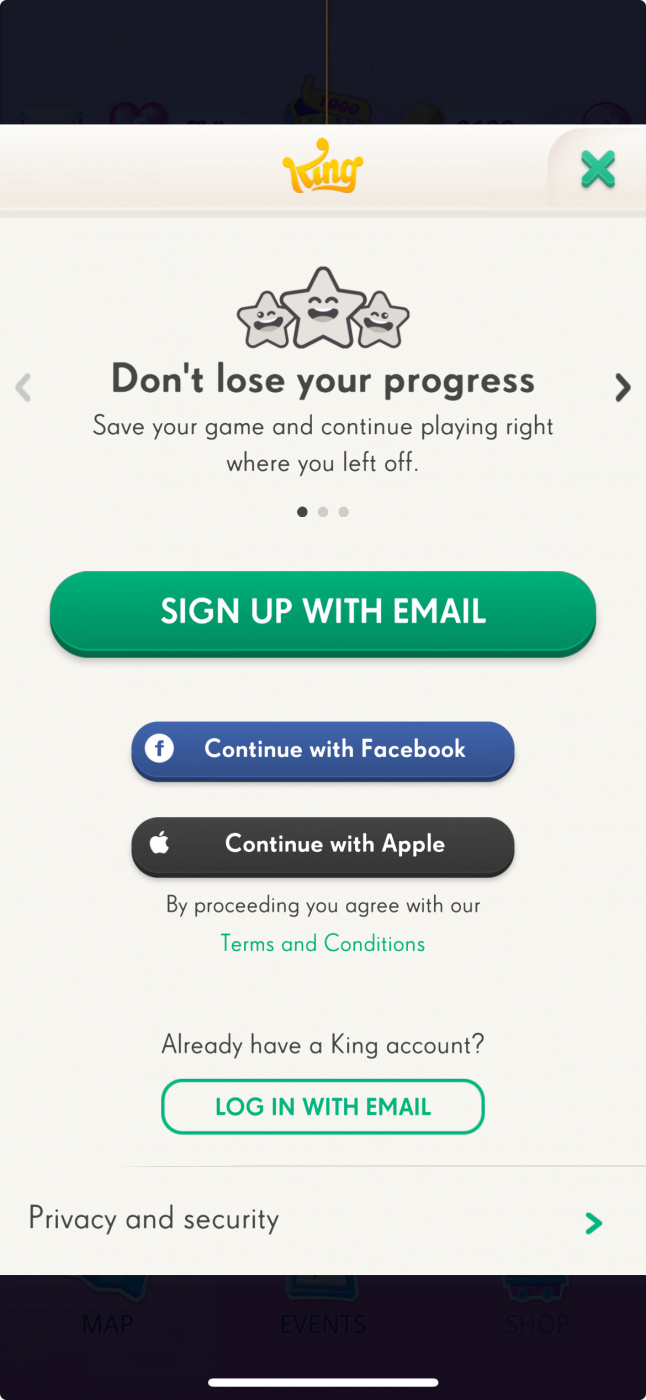 How to transfer my log in progress without account - King Community