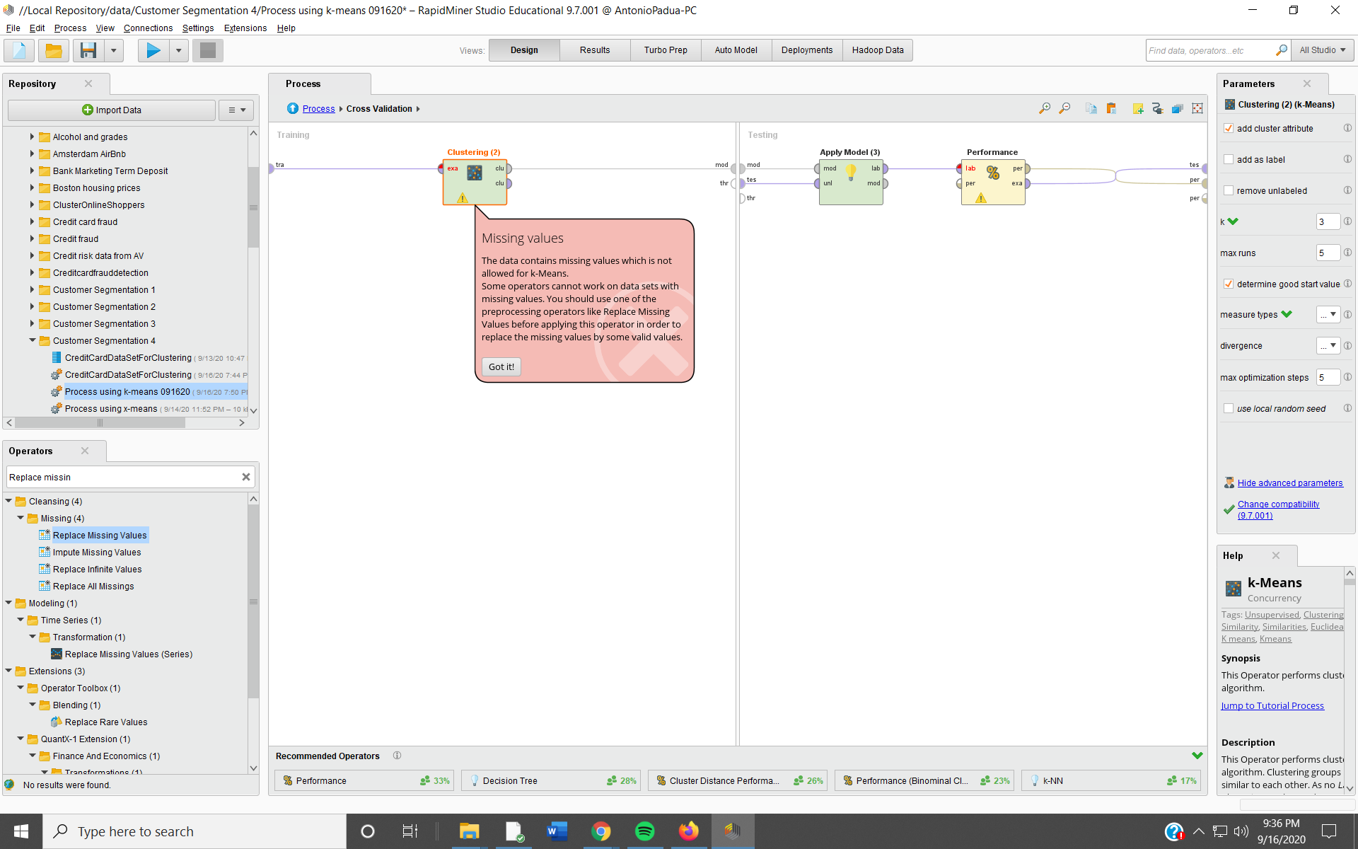 Missing Values RapidMiner Community