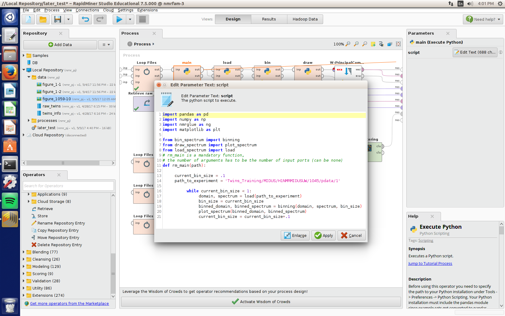 Importing data and using custom python code to read non-csv/txt file ...