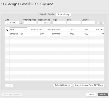 Tracking I Series Savings Bonds — Quicken