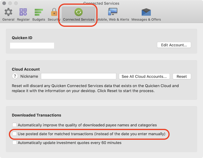 Sync of credit card account changes date of transaction — Quicken