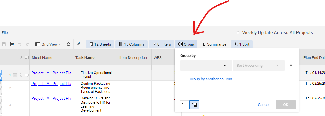 How To Group The Rows By A Field In The Sheet Summary Smartsheet 