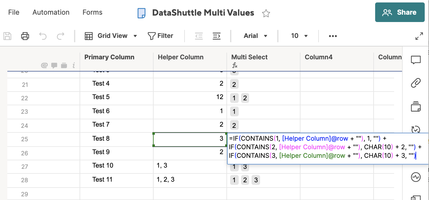 Data Shuttle Import Multiple Values From Csv Into A Multi select Cell