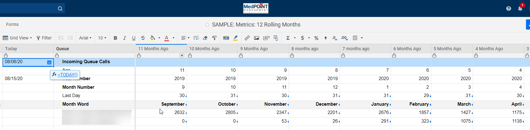 Rolling 12 months Formula Of Projects Completed On Time Smartsheet 