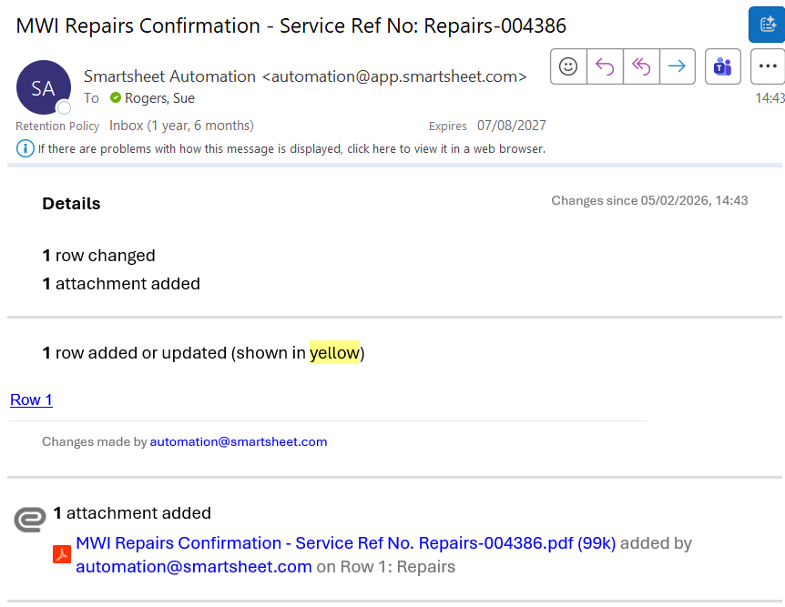 Alert email attachments - Smartsheet Community