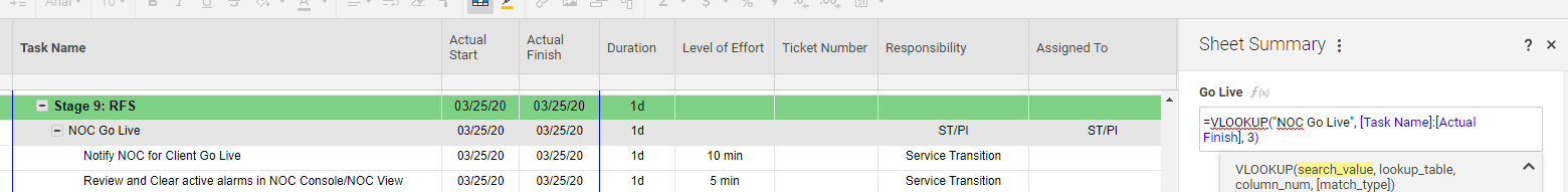 Formula To Lookup And Display Date Based On Specific Task Smartsheet Community