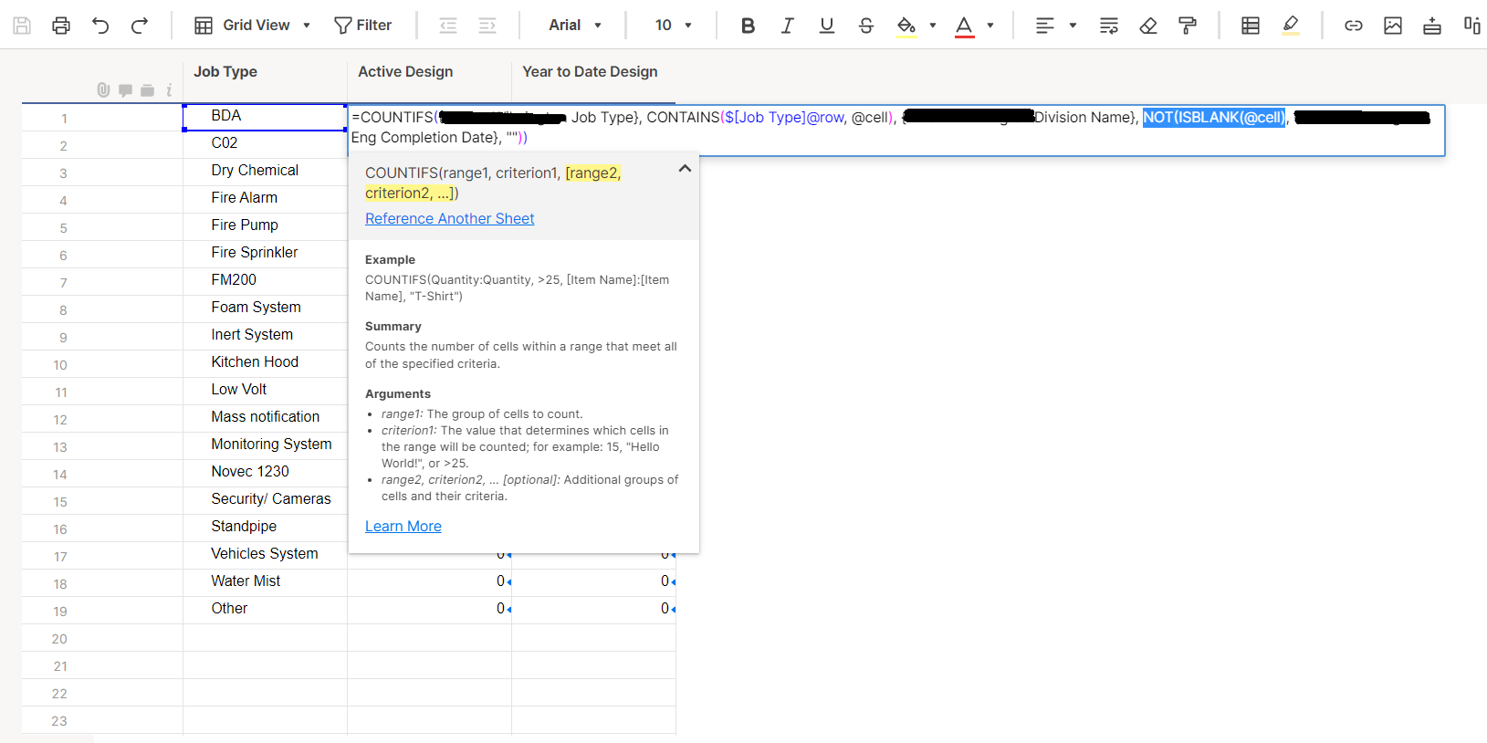 Count IFS And NOT IsBlank Smartsheet Community