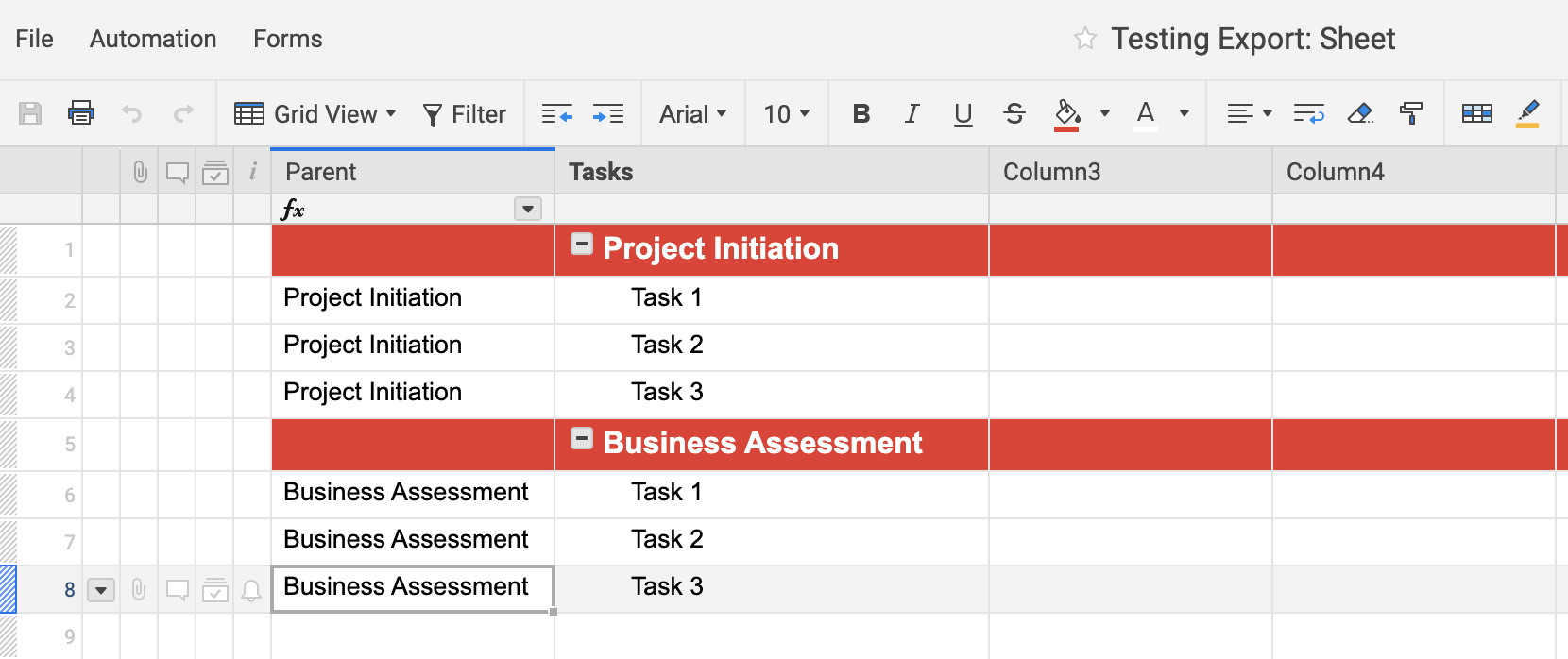 Export Smartsheet Rpts To Excel With Tasks Subtasks In Seperate