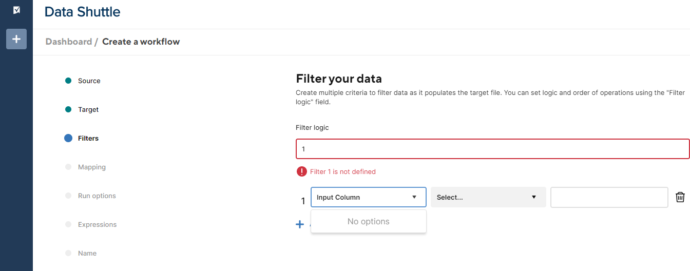 Filter Mapping Option Not Availabale In Data Shuttle Smartsheet Community
