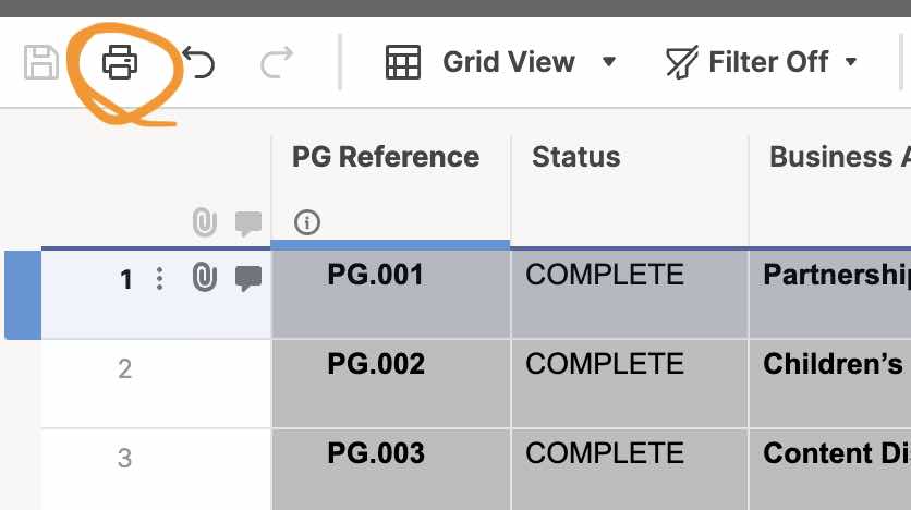 Print Grid View On A Published Link Smartsheet Community