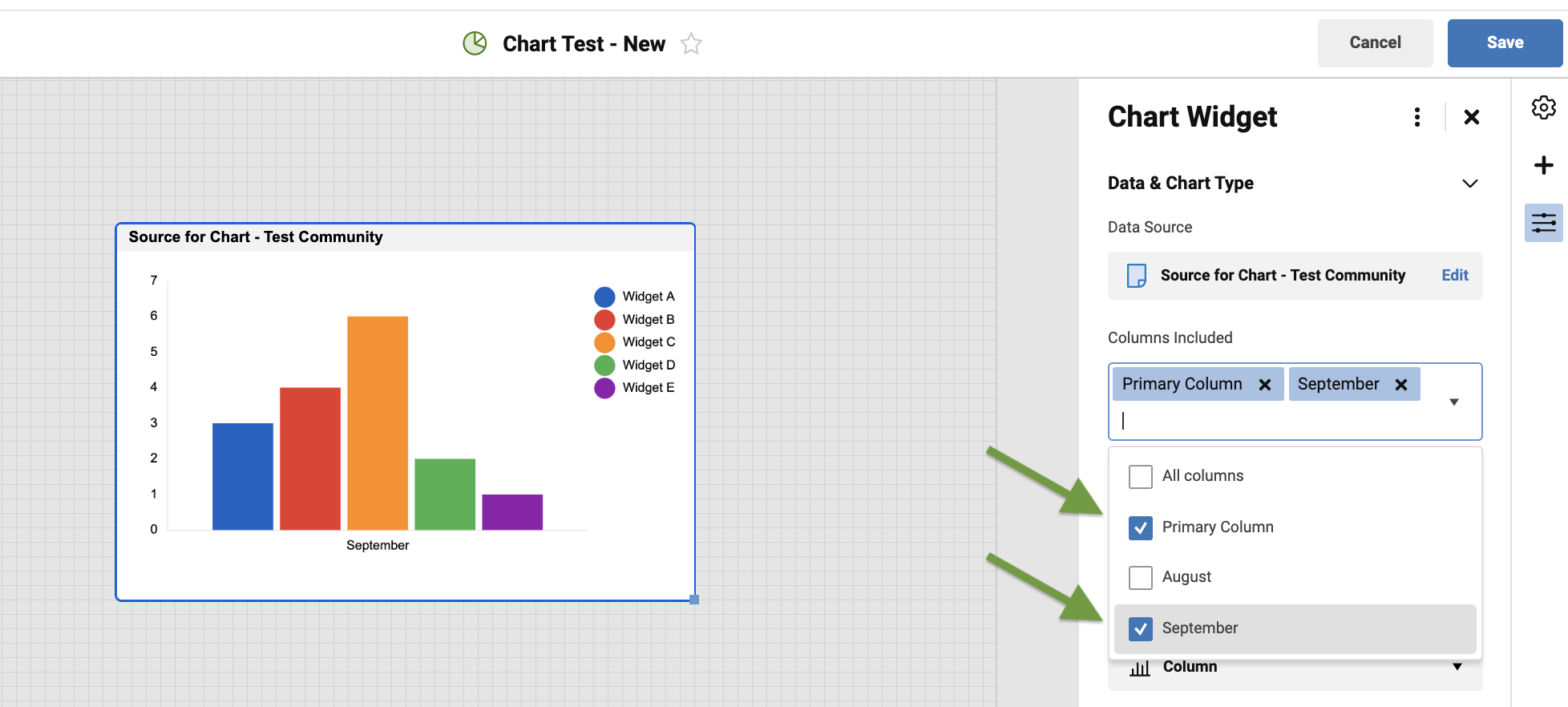 Unable To Create Bar Chart From Two Columns That Are Not Adjacent To Each Other Smartsheet 