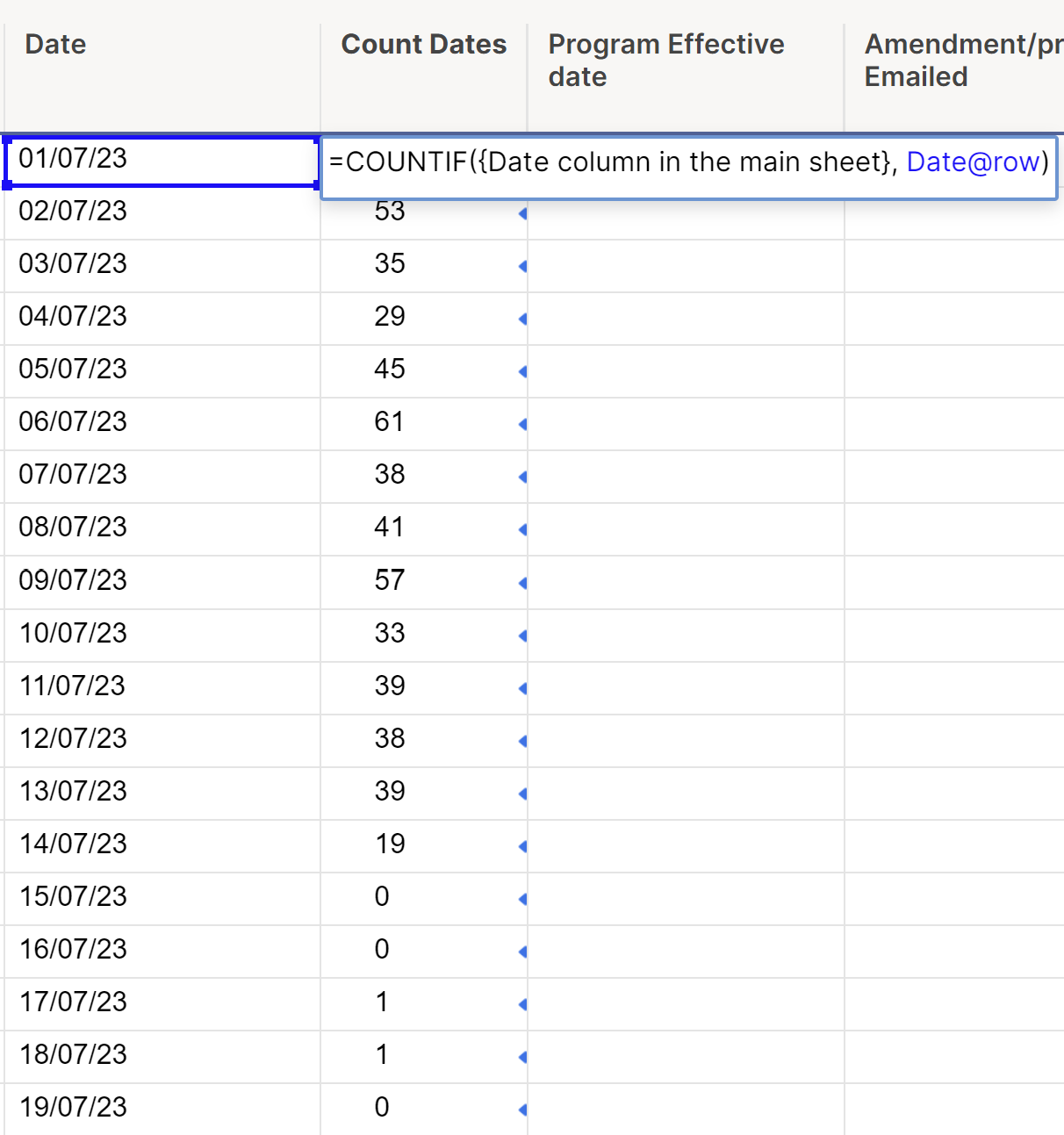 Count Formula Needed For Date Column Smartsheet Community