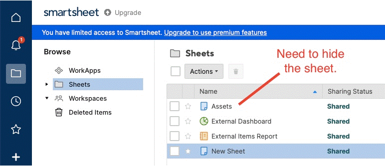 Hide Sheets In Smartsheet Browser left Column Smartsheet Community