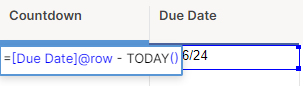 How can I create a Column formula to countdown from a specific date ...