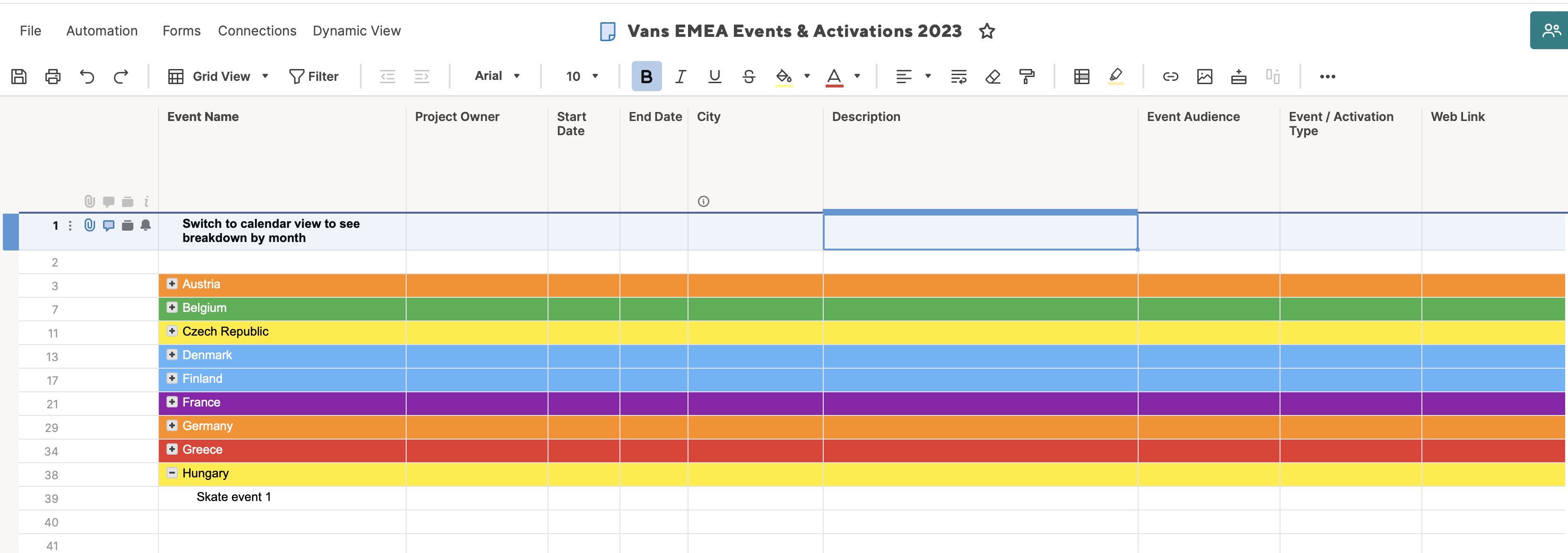 Color Code Drop down Lists In Calendar View Smartsheet Community