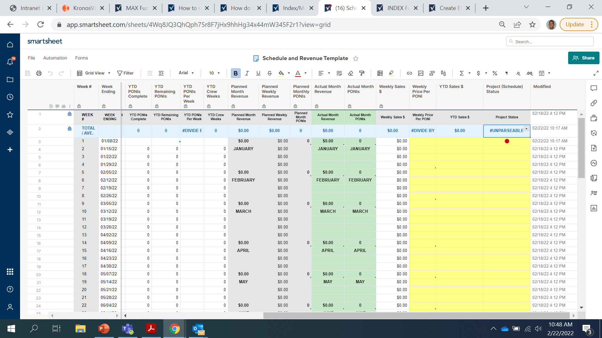 Index Match Max Function Issues Smartsheet Community