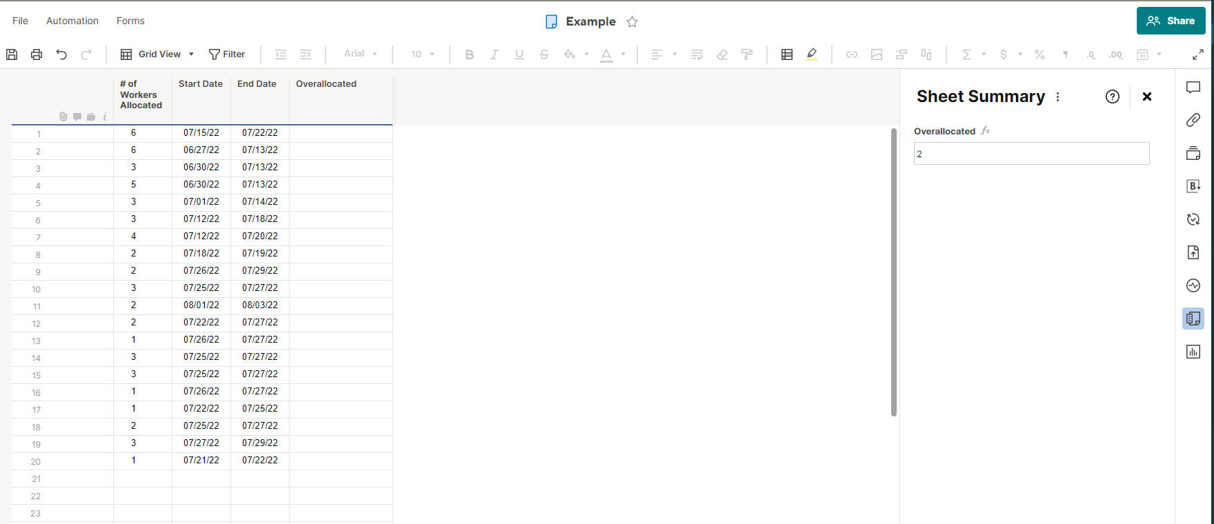 Trying To Create A Countif Formula That Includes The Of Workers 
