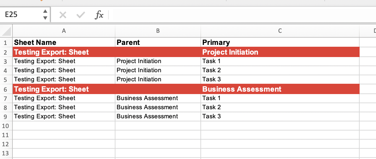 Export Smartsheet Rpts To Excel With Tasks Subtasks In Seperate
