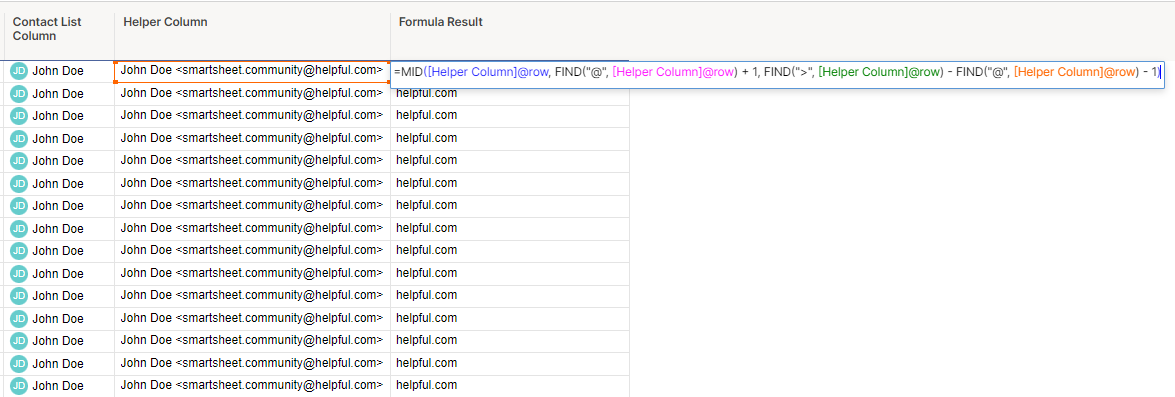 Extract Domain From Contact List Cell Smartsheet Community