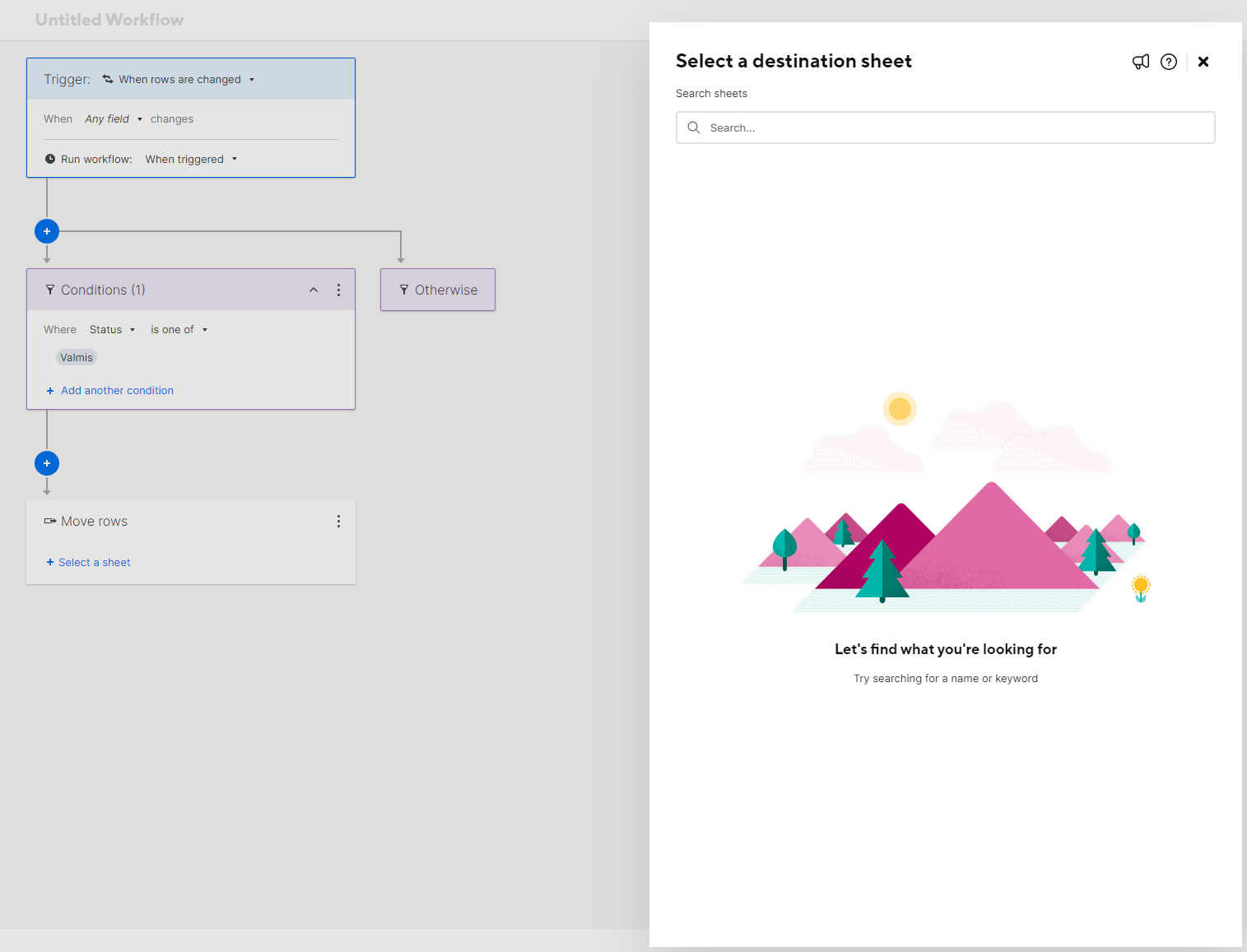 Move Rows To Another Sheet Workflow Select A Destination Sheet Is