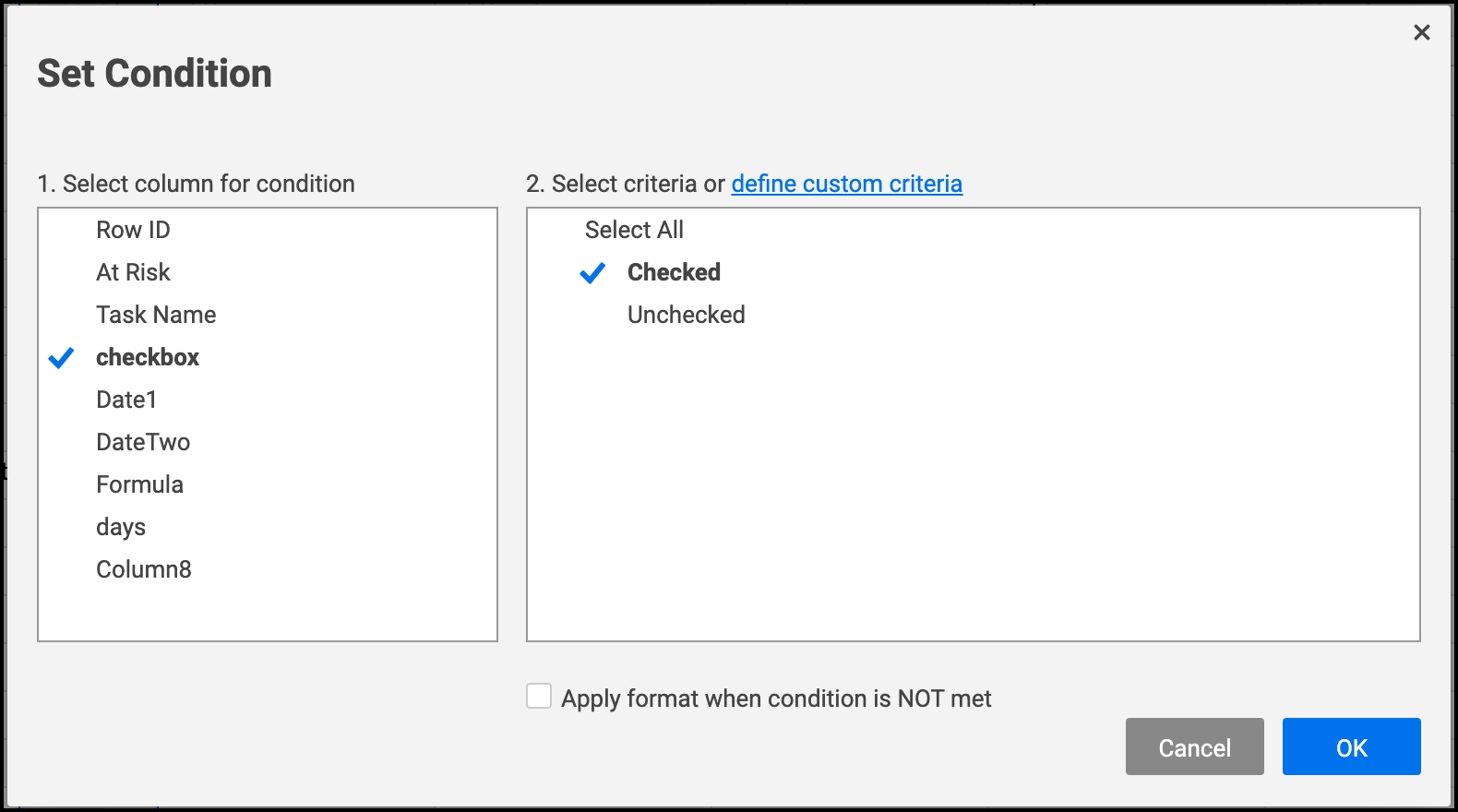 Conditional Formatting If Checkbox Is Checked Smartsheet Community