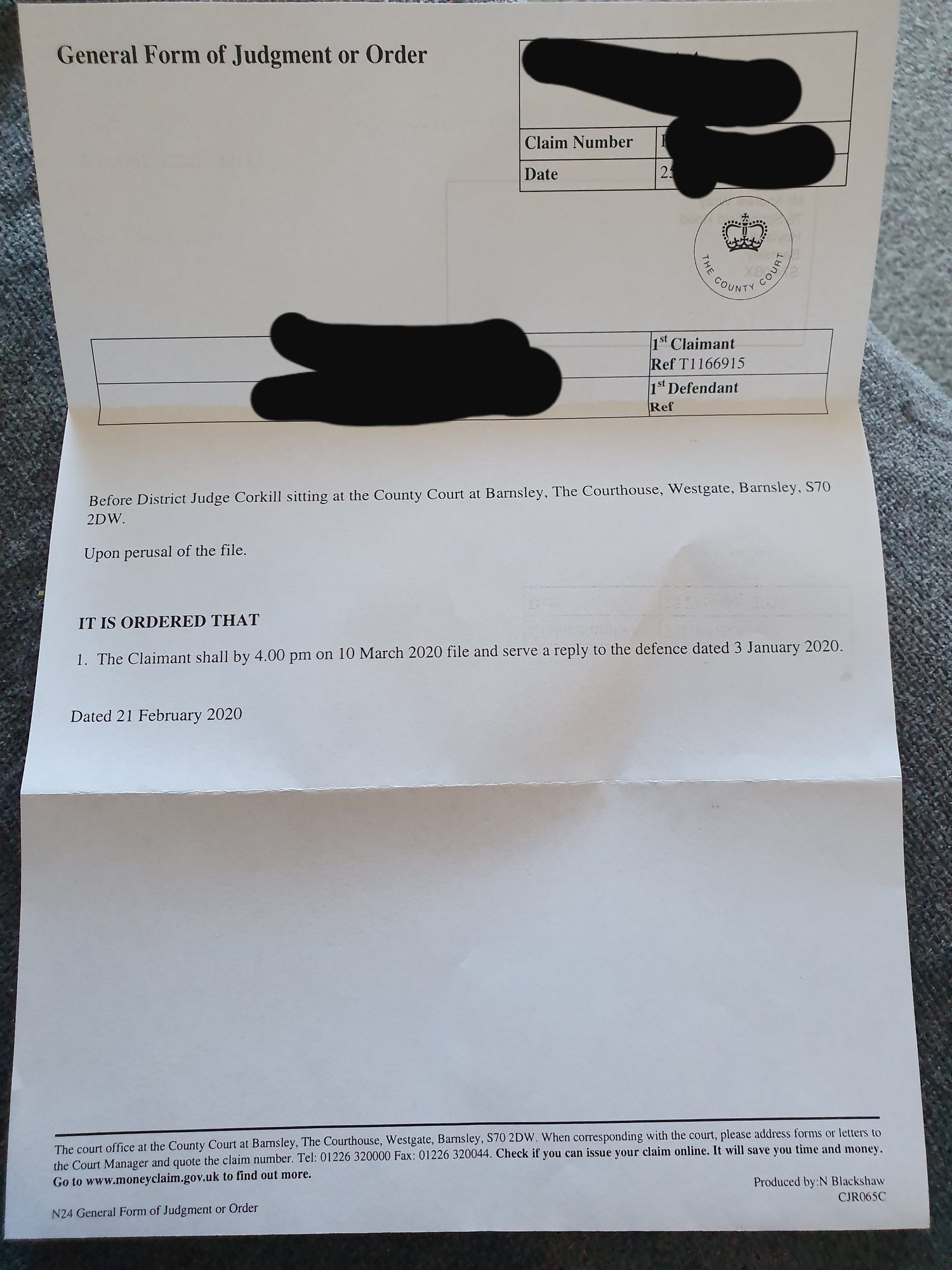 General form of Judgement or Order — MoneySavingExpert Forum