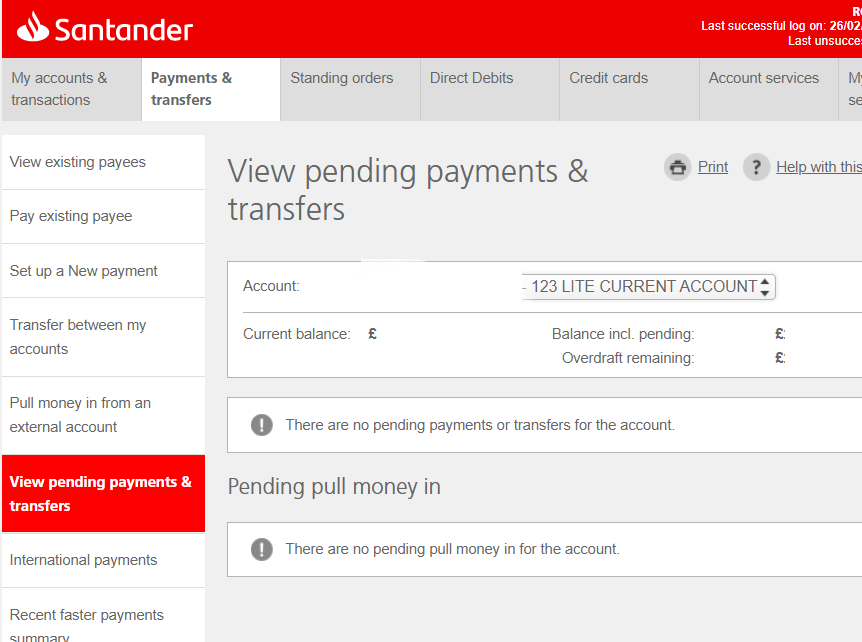 Santander 123 - Pending transactions show in the app but not desktop ...