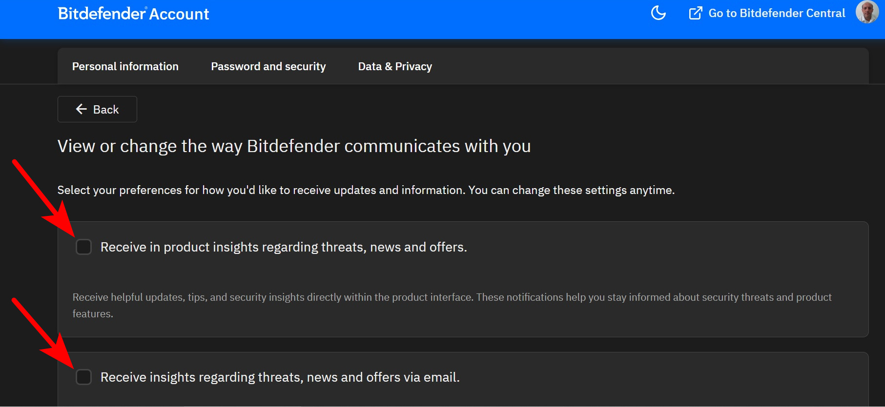 Bitdefender Digital Identity Protection: stop receiving reports by mail ...