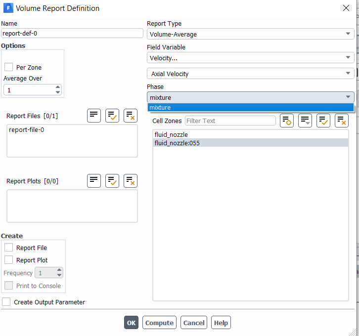 Water phase velocity and multiphase assymetric model mixture axial ...