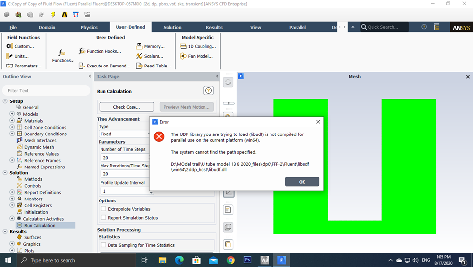 Wave generation simulation (UDF error)
