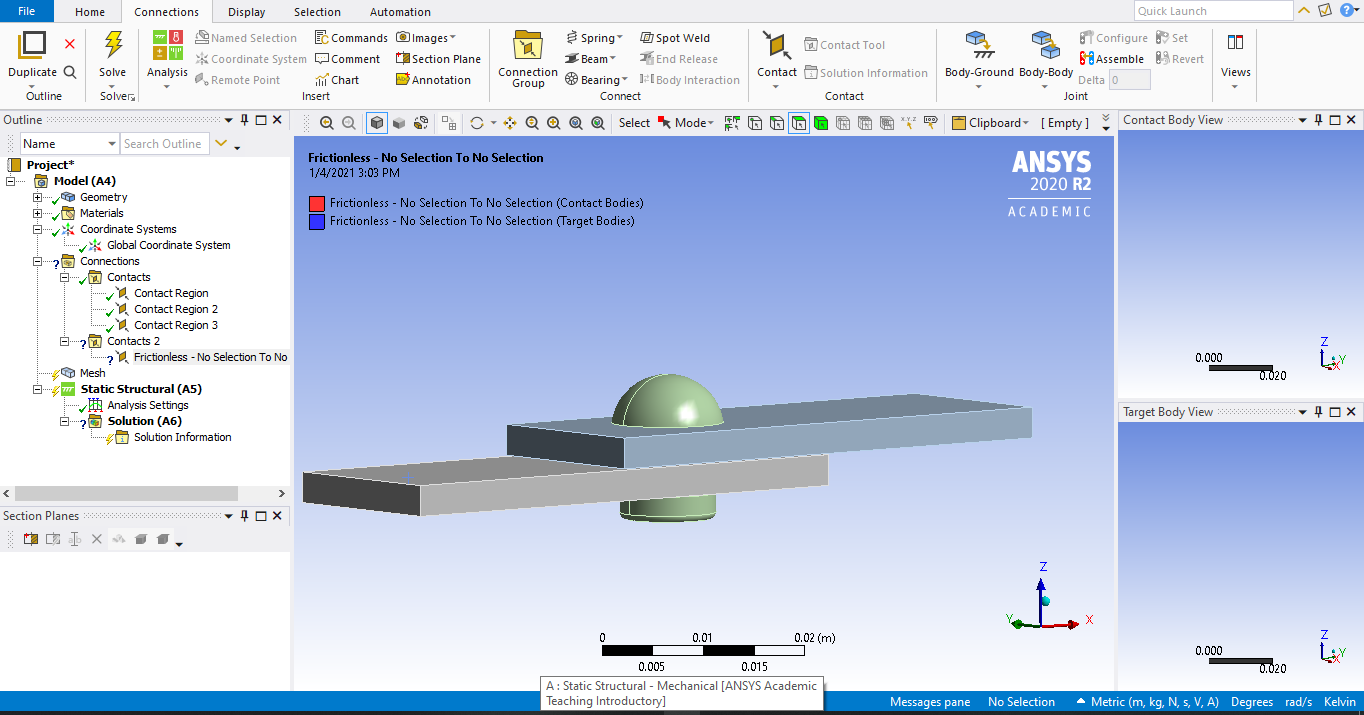 Connection ( contact set ) in static structure