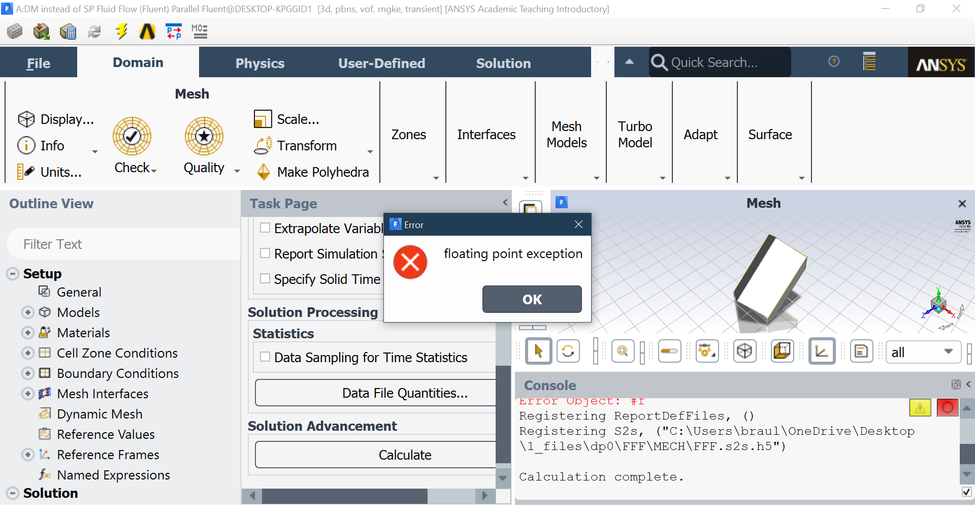 How To Correct Floating Point Exception 