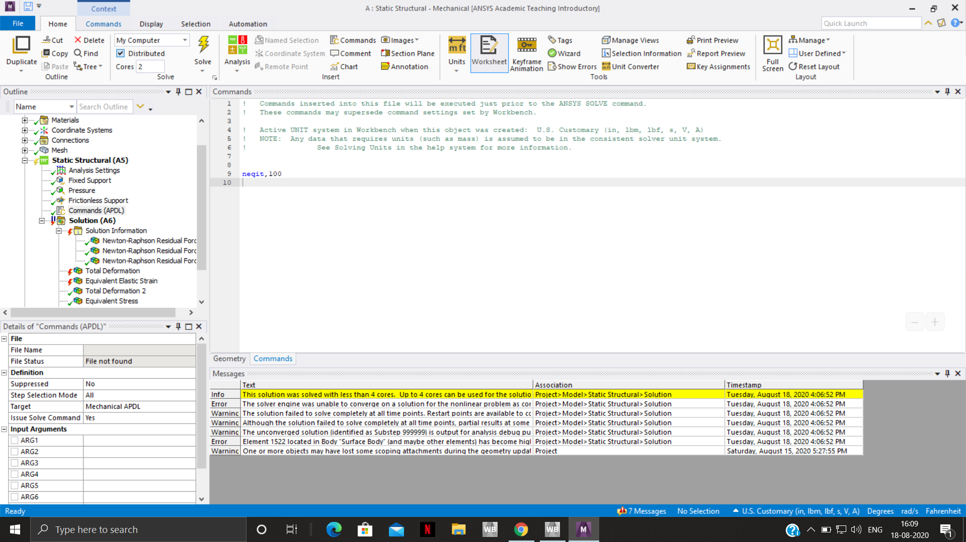 Convergence Issue: Sheet Hydroforming