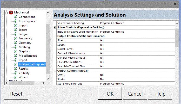 Harmonic Response – Acoustic Power Result Analysis Setting