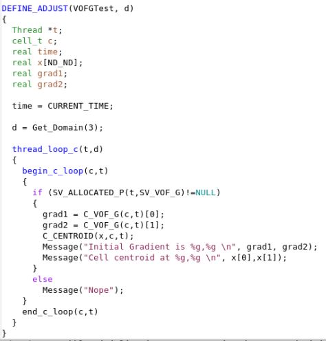 Fluent UDF command C_VOF_G causing error/crash