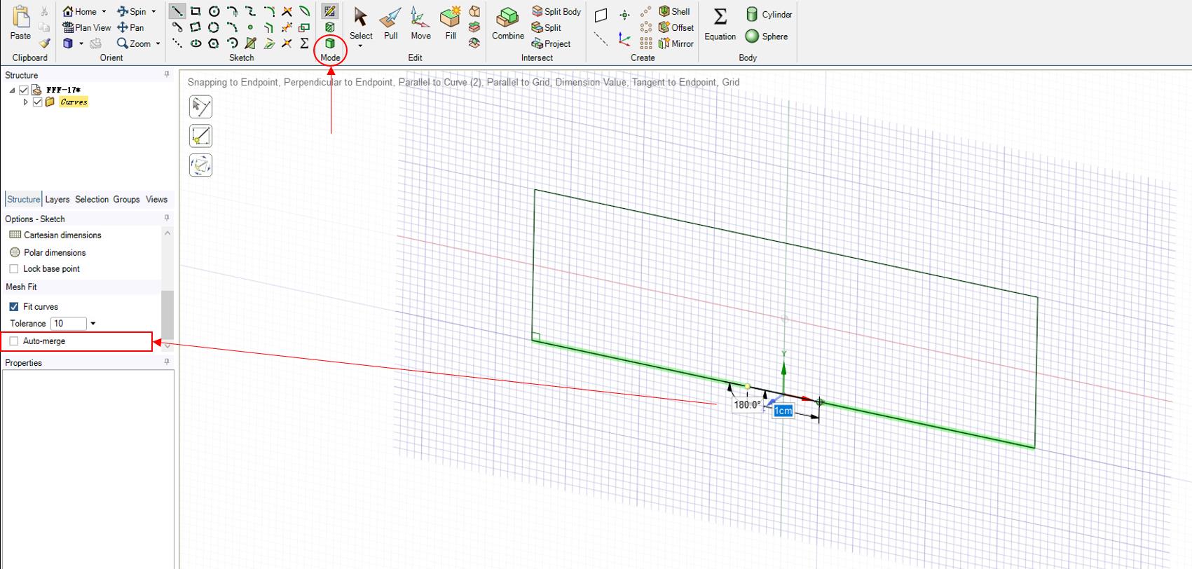 How to draw and define non-merge line on the fluent mesher software