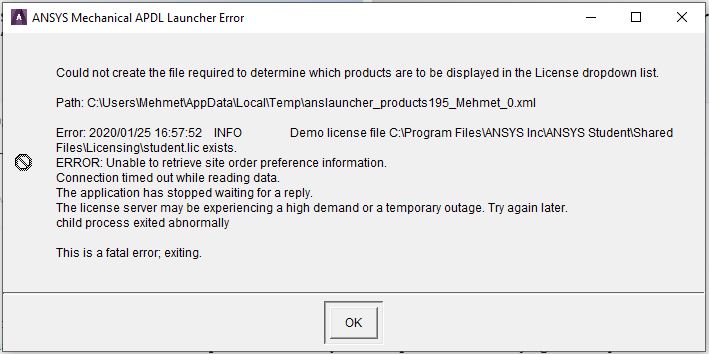 Unable to open any ANSYS applications due to licensing error