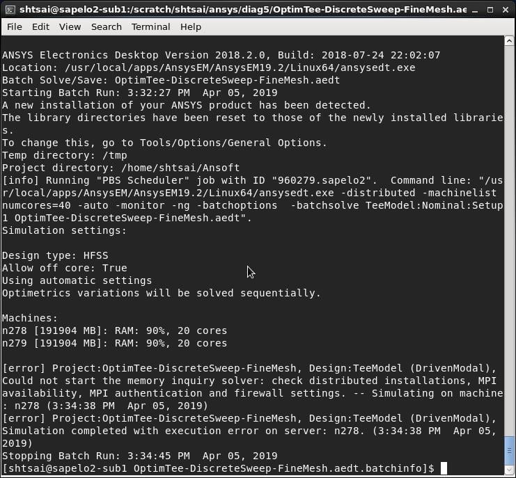 Error running single large time simulation on multiple nodes – follow up