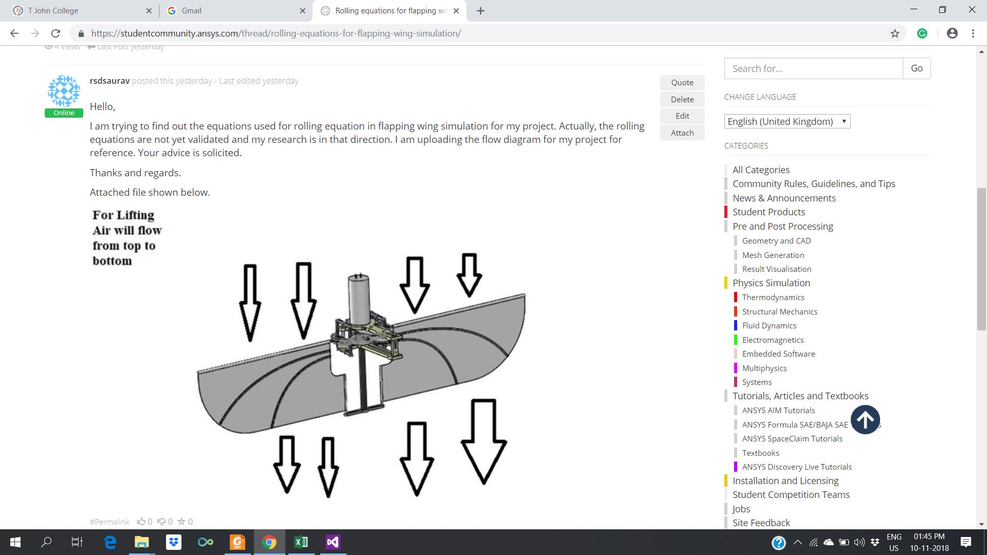 Reply To Rolling Equations For Flapping Wing Simulation Reply To Rolling Equations For Flapping Wing Simulation