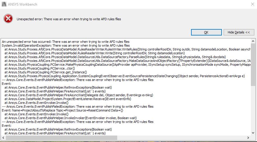 There was an error when trying to write AFD rules files