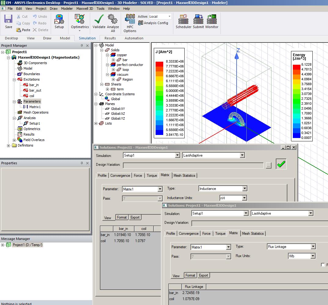 Mutual Inductance/ Induced Current/ Flux In Maxwell Magnetostatic Mode