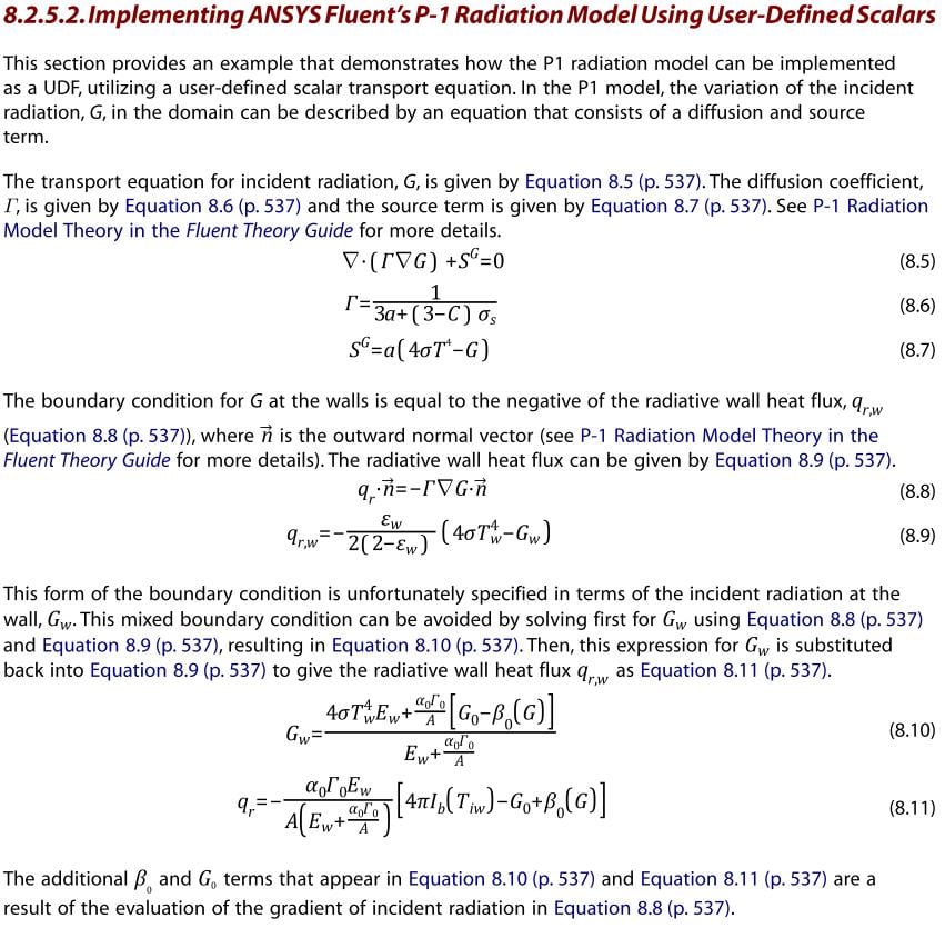 Ansys Fluents P 1 Radiation Model Equations