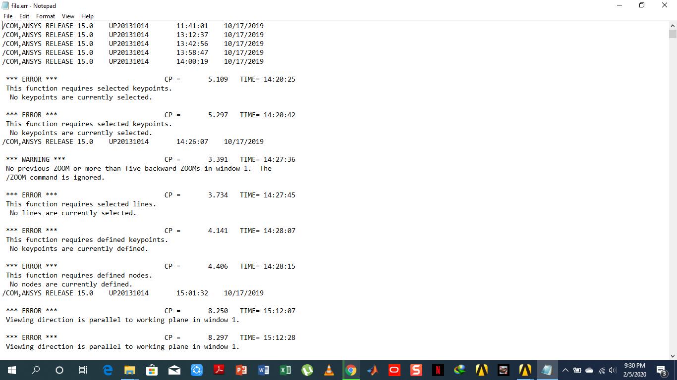 errors in running the solution of a masonry wall